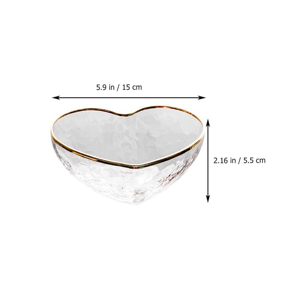 VOSAREA Glass Salad Bowl Heart- Shape Fruit Bowl Ice Cream Soup Bowl Candy Dishes Serving Bowl Plate Tableware for Desserts Pasta Dinner Snack Appetizer Popcorn