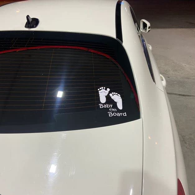 TOTOMO Baby on Board Sticker for Cars Funny Cute Safety Caution Decal Sign for Car Window and Bumper No Need for Magnet or Suction Cup - Footprint