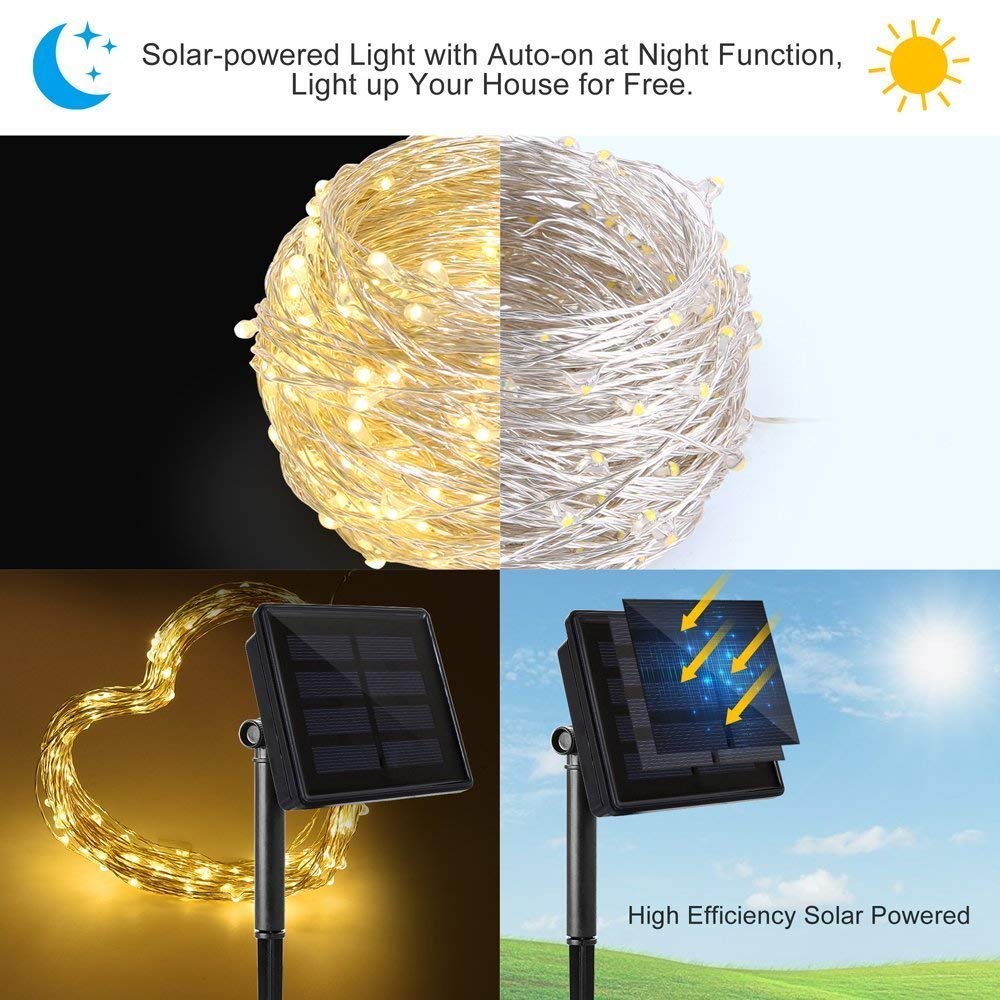 Solar Powered String Lights, 200 LED Copper Wire Fairy Lights 72ft Waterproof Solar Decoration Lights Indoor Outdoor Garden Dancing, Party (Warm White)