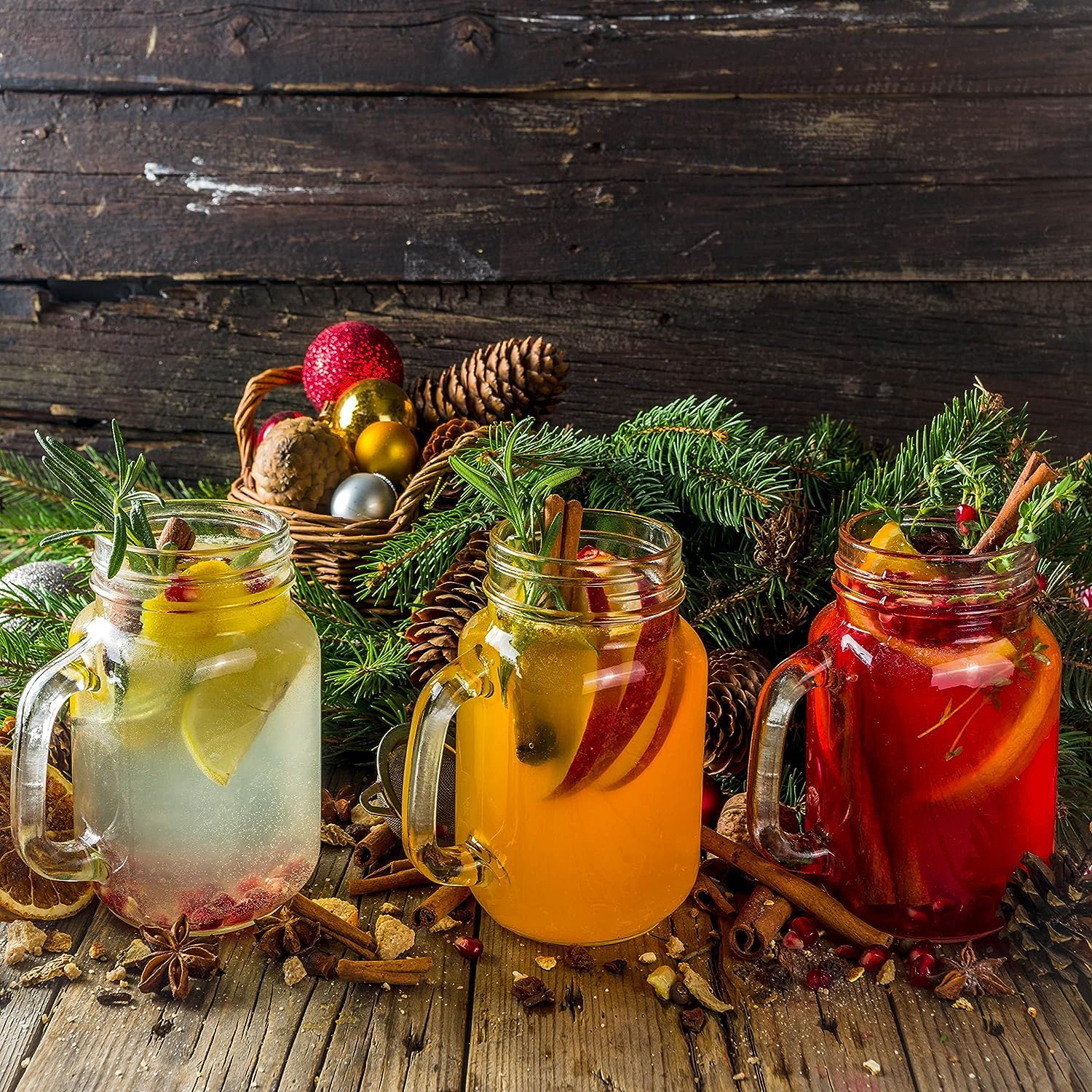 TANGLONG Mason Jar Cups, Mason Jars With Handle And Lids, Mason Jar Drinking Glasses, Glass Mason Jar Mugs 16 oz β12 Pack