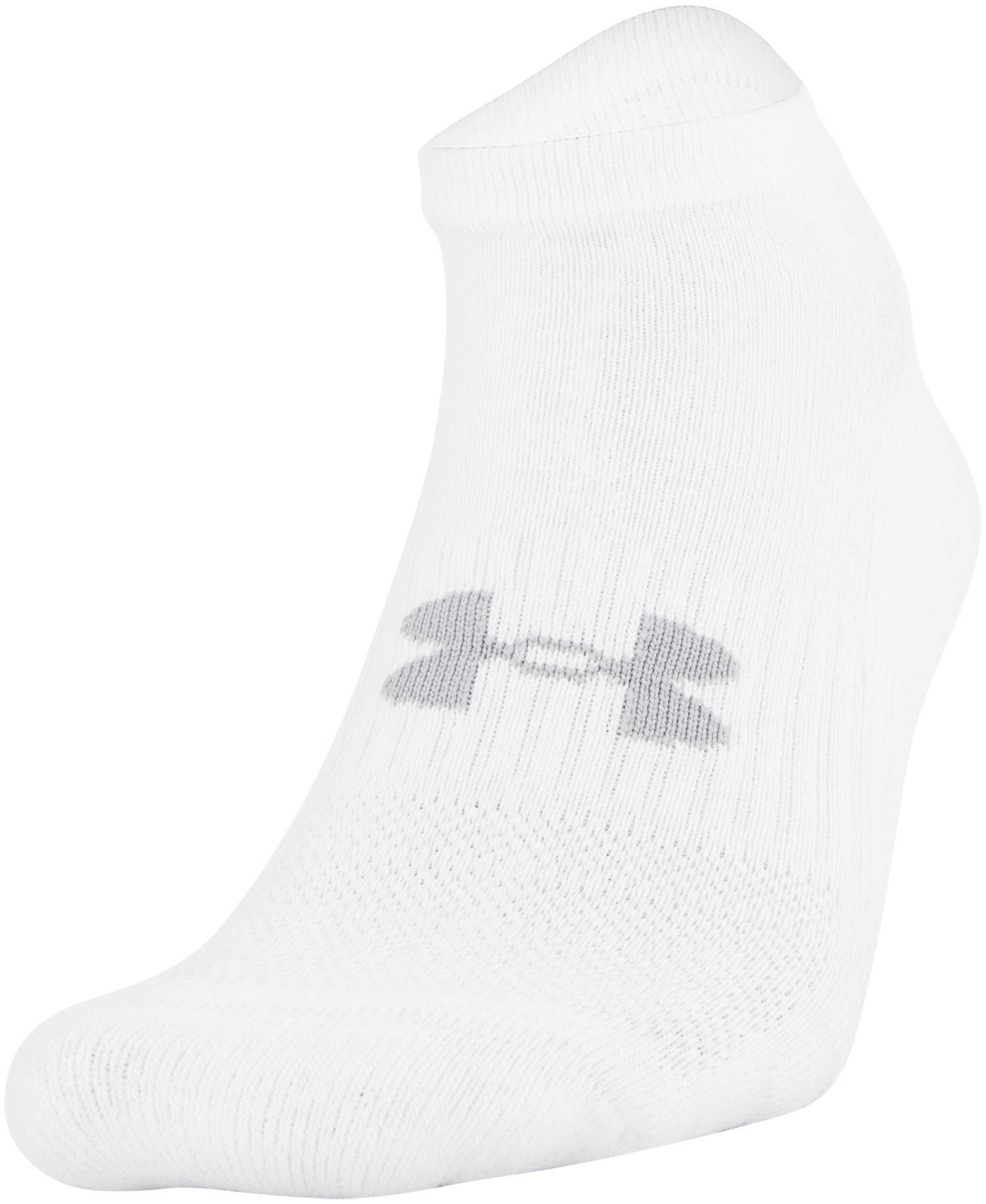 Under Armour Adult Training Cotton No Show Socks, Multipairs , White (3-Pairs) , Large