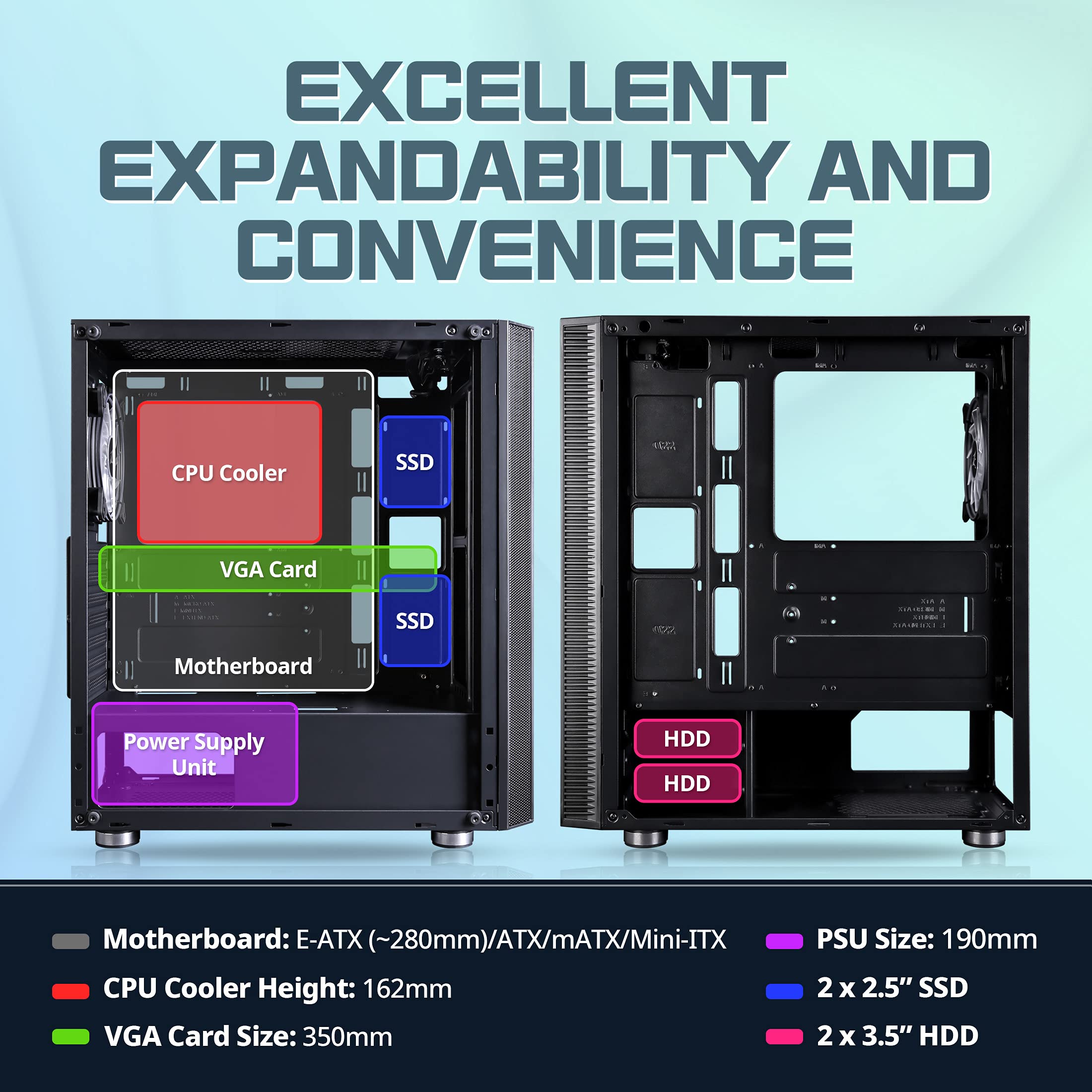 Zalman R2 ATX Mid Tower Gaming PC Computer Case, Mesh Front Panel, Tempered Glass, Top I/O Ports, Cooling System, Black,R2 Black,R2 Black