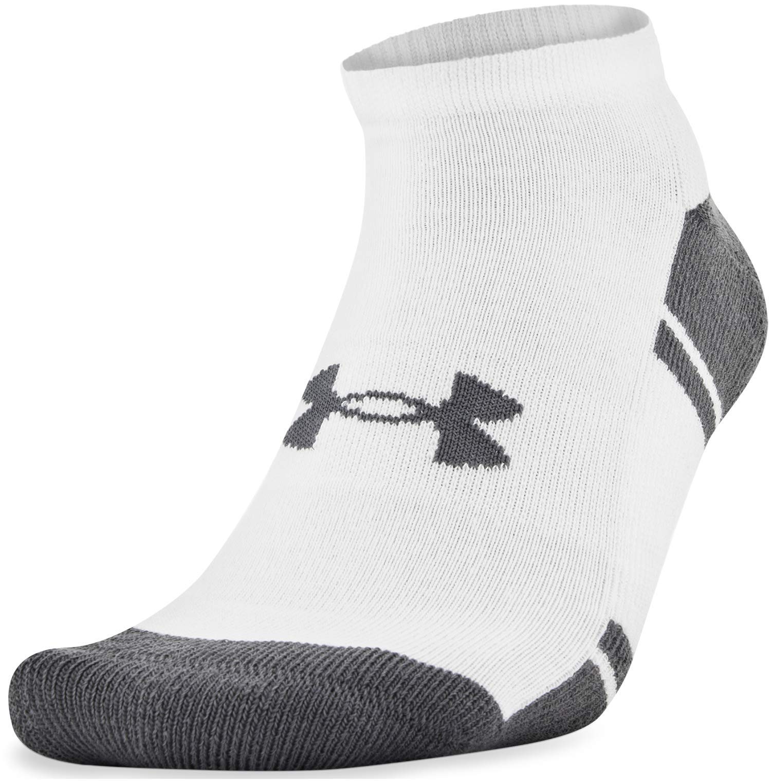 Under Armour Adult Resistor 3.0 No Show Socks, Multipairs , White/Graphite (12-Pairs) , Medium