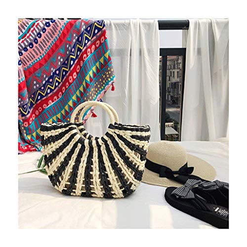 XJJZS Summer Beach Bag, Women Straw Paper Handbag Top Handle Big Capacity Travel Tote Purse