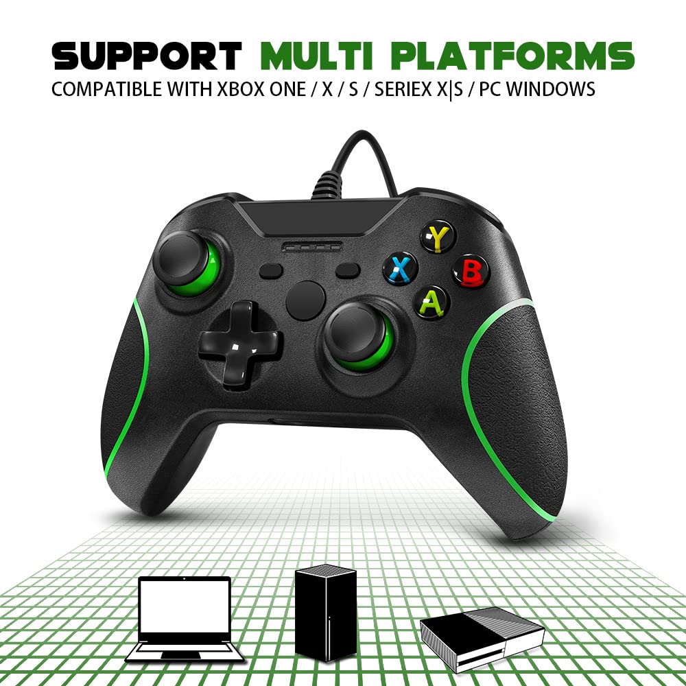 Zamia Wired Controller for Xbox One, Gamepad Joystick Controller for Xbox One/Series X/S/PC Windows with 3.5mm Audio Jack (Black)
