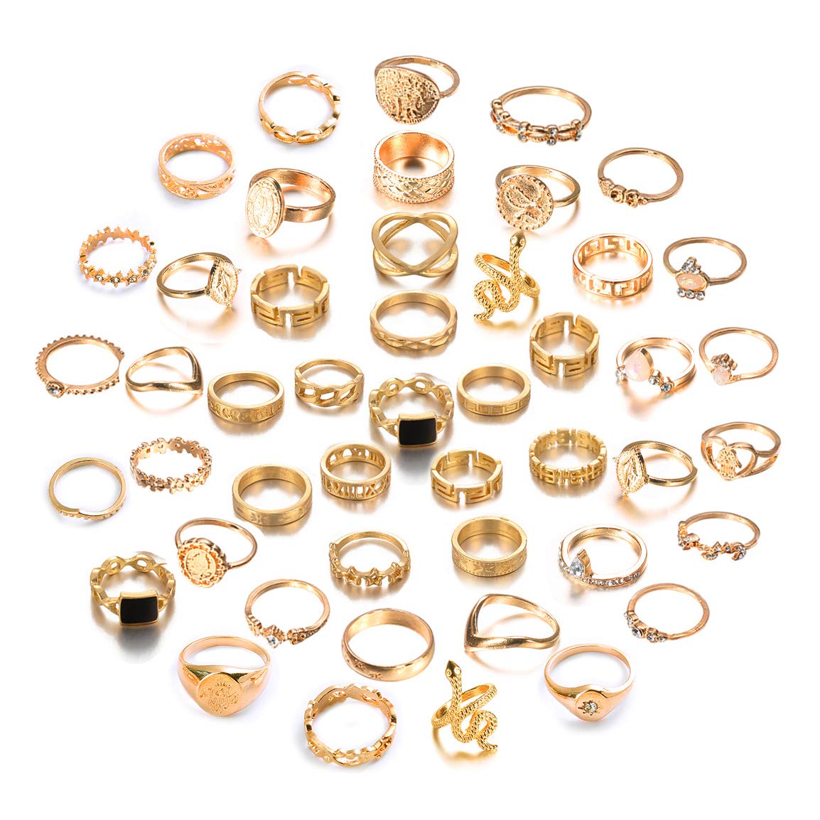 YOOESTORES82 Boho Knuckle Stackable Ring Set for Women,Vintage Gold Silver Rings Set Stacking Rings Set Star Moon Bulk Multiple Pack Midi Finger Rings (B)