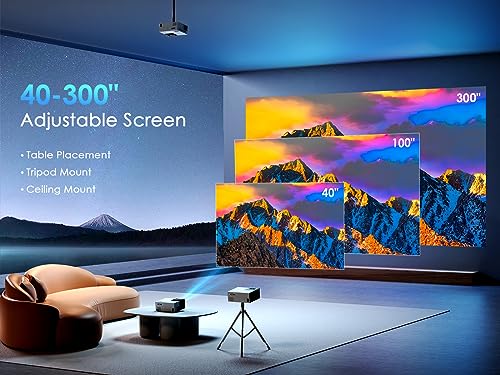 YOWHICK Projector 4K With WiFi and Bluetooth, 20000L Native 1080P Mini Projector For Outdoor Moives, Portable Video Projector For Home Theater, Compatible w/iOS/Android/Win/TV/PS5, White