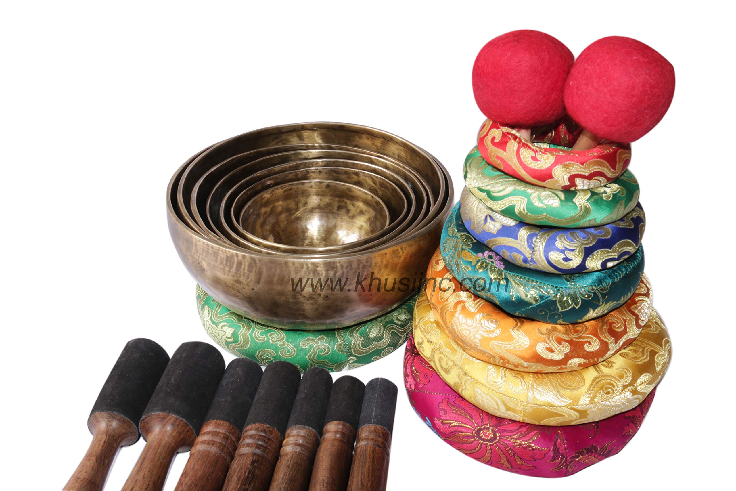Singing Bowl set of 7,Antique~ Hand hammered Seven chakra Singing Bowls,for chakra healing, meditation, Zen-practice .Crafted in Nepal.