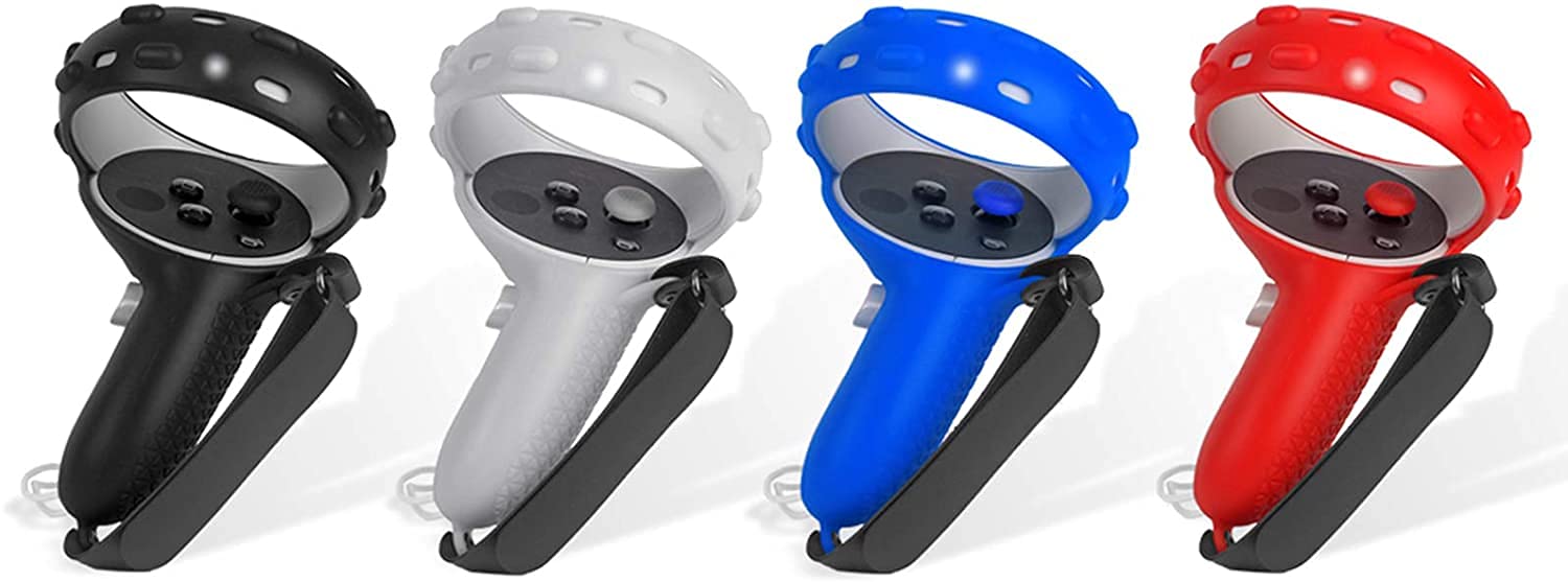 Touch Controller Grip Cover for Oculus Quest 2,Soft Silicone Handle Grip Protective Sleeve Cover with Hand Strap for Oculus Quest 2 VR Handle Accessories (Gray)