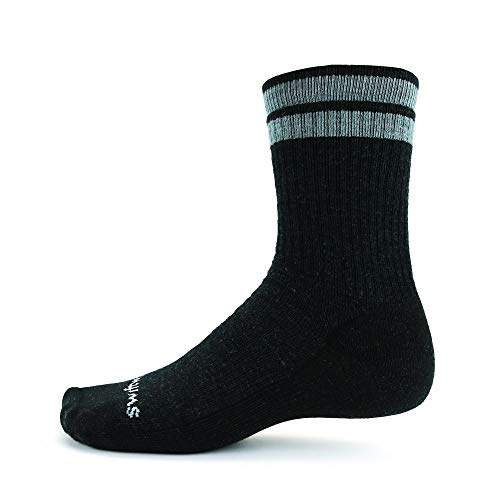 Swiftwick- PURSUIT HIKE SIX MD Hiking Socks, Cushioned Merino Wool (Heather Stripe, Medium)