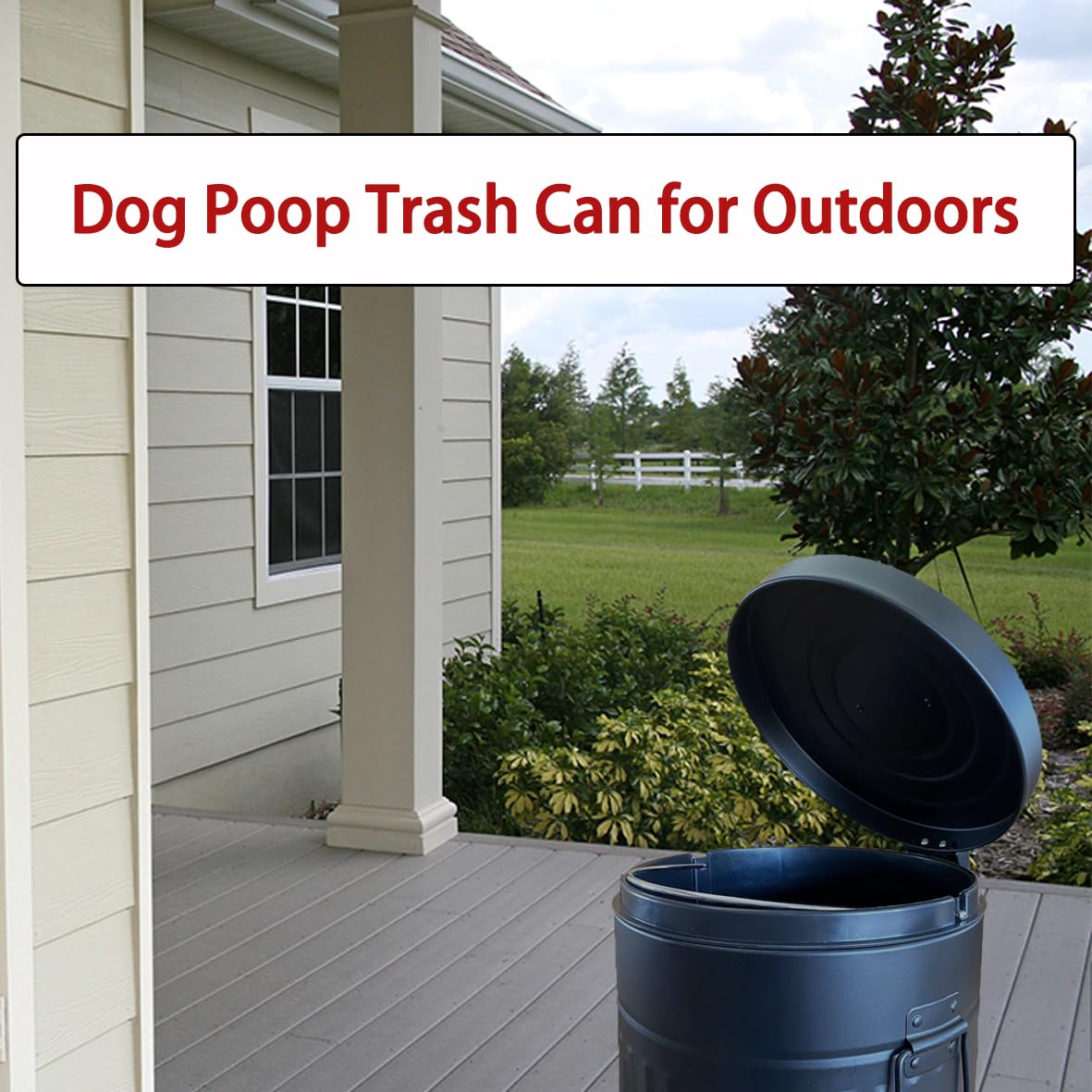 Umtiti Dog Poop Trash Can with Lid for Outdoors,12-Liter Trash Can with 180PCS Black Plastic Bags, Pet Waste Container,Black-Y+180BK