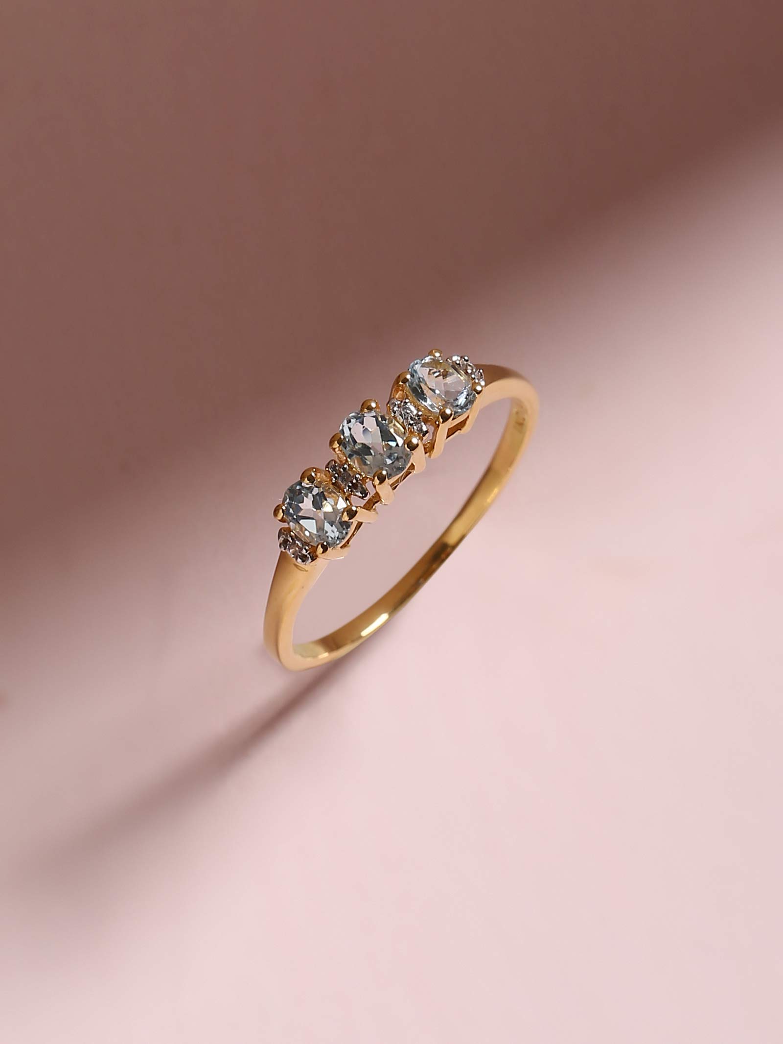 YoTreasure 0.46 Ct. Sky Blue Topaz Solid 10k Yellow Gold Ring Jewelry (7)