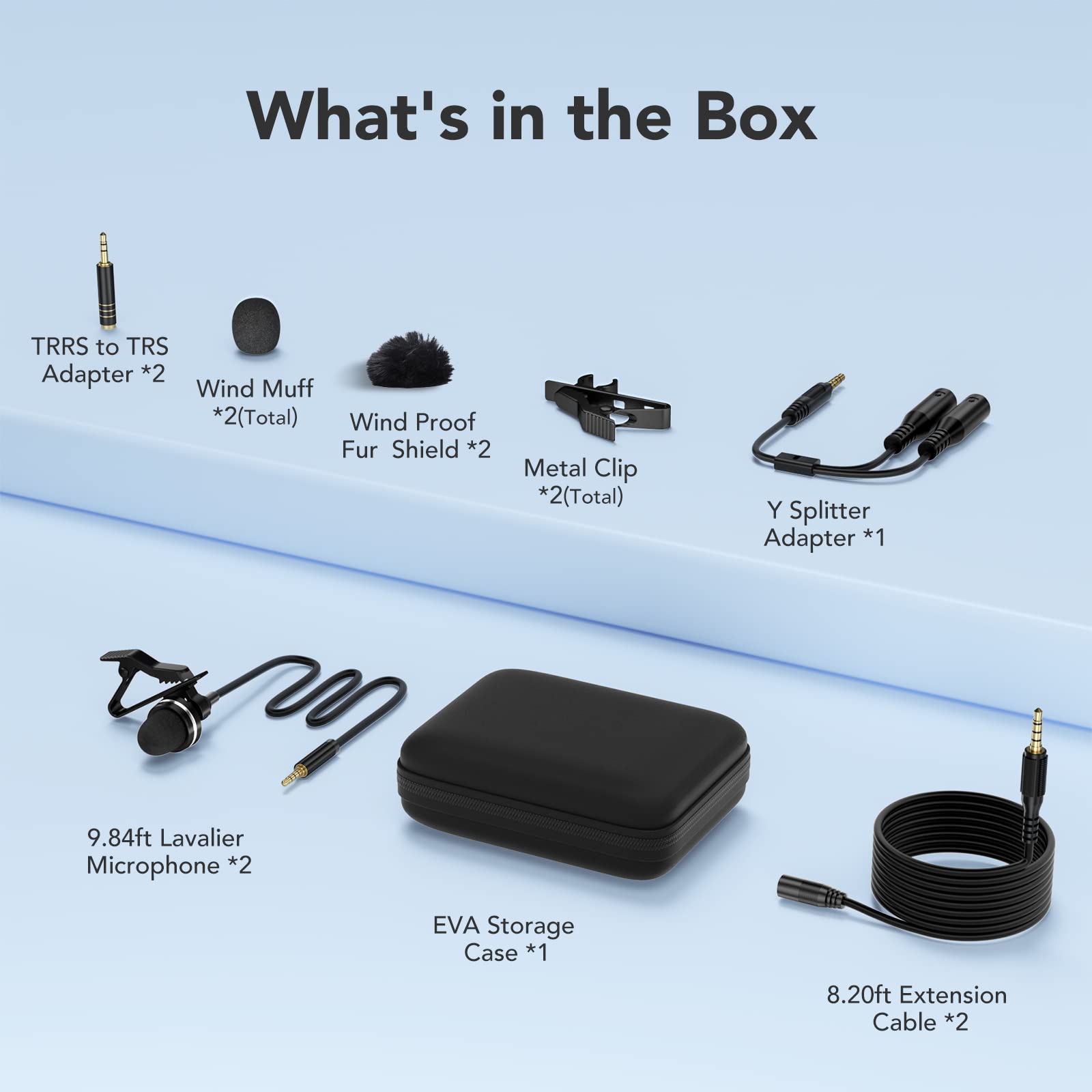 ttstar 2 PCs 3.5mm Lavalier Microphone Kit for Interview, Audio Video Recording