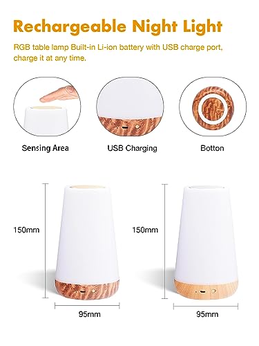 TLAOTNIY Dimmable Night Light Lamp, πΎπ€π‘π€π§ πΎπππ£πππ£π π½πππ¨πππ πππππ© πππππ©π¨ for Kids, Touch Sensor Control Table Light Lamp for Bedroom with Rechargeable Battery -Remote