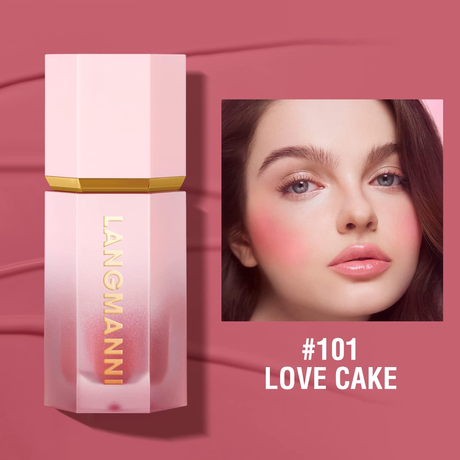 TOSOUATOP Liquid Blush, Soft Cream Blush Makeup with Cushion Applicator for cheeks, Natural Glossy, Improve Complexion, Long-Wearing, Blush Makeup for Face, Eyes and Lips, 01#Lucky Pink
