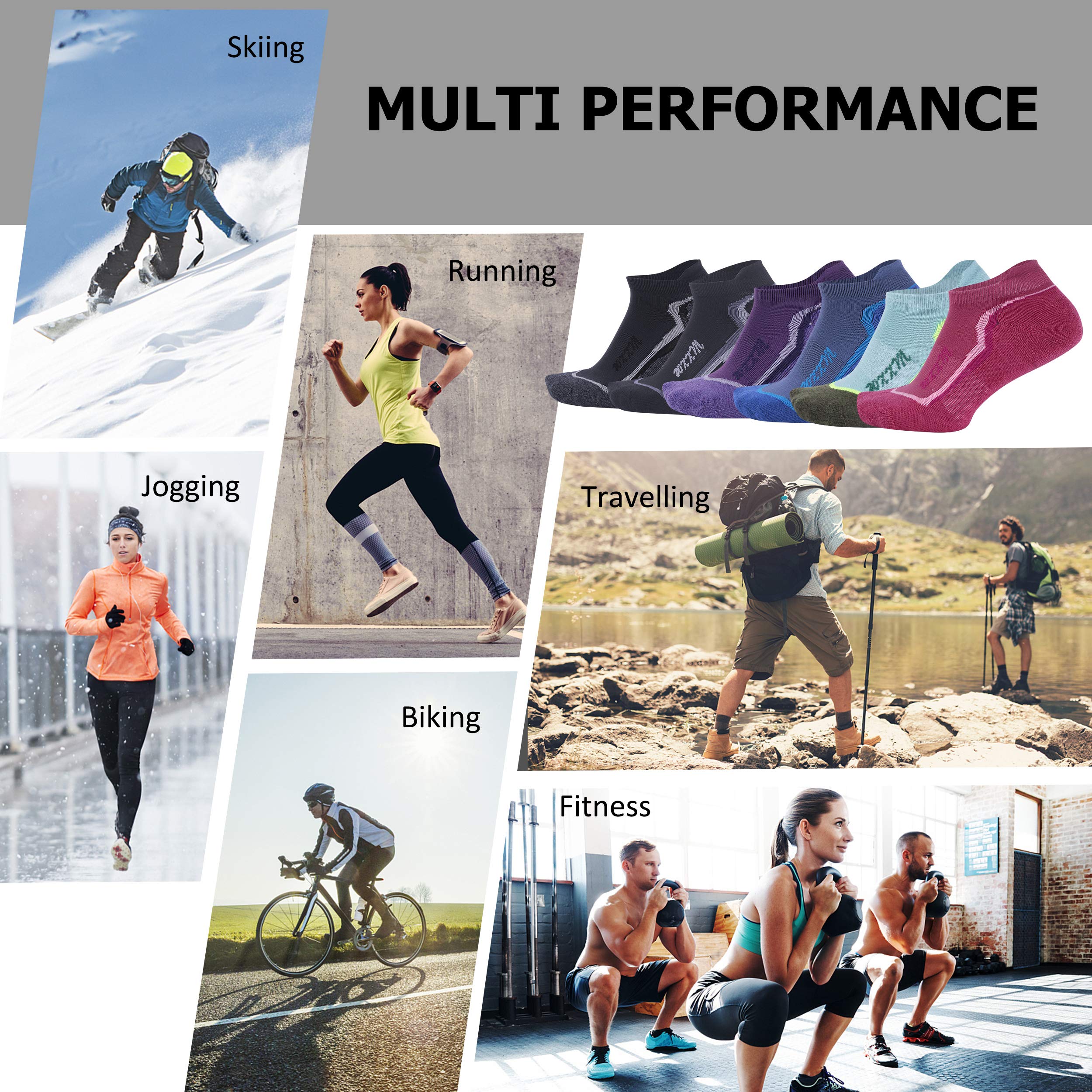 WXXM Men's Merino Wool Crew Socks Wool Hiking Running Socks Breathable Winter Socks Indoor Sports Socks