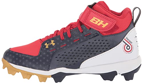 Under Armour Boys' Harper 6 Mid RM Jr. Limited Edition, White (100)/Midnight Navy, 4.5 M US