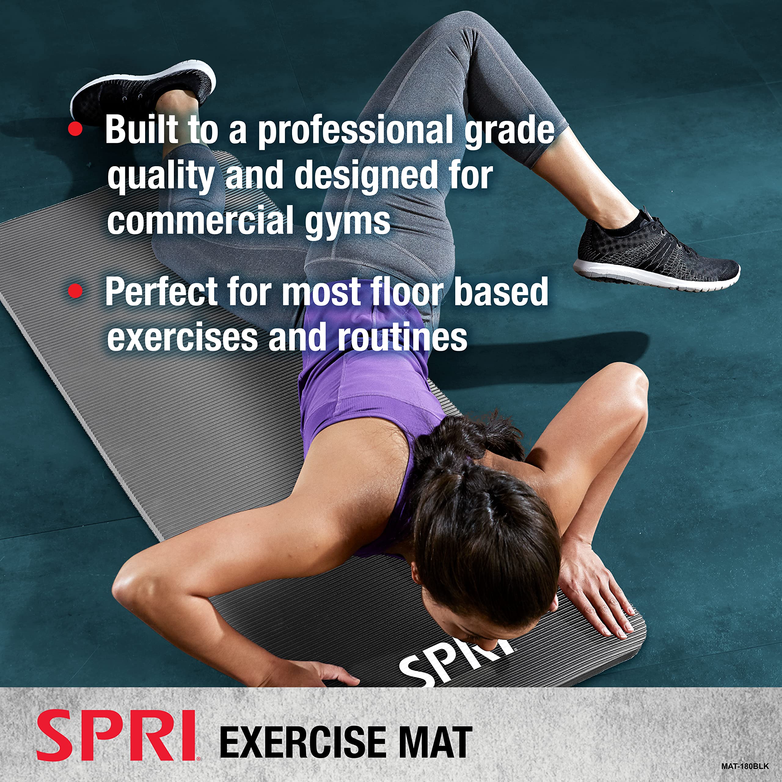 SPRI MAT-BL Exercise Mats (Black, 48"x 20"x 1/2-Inch)