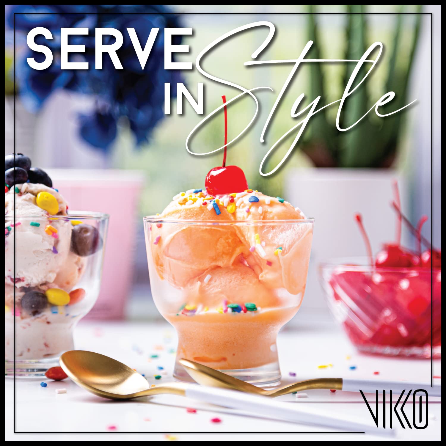 Vikko Dessert Bowls, Set of 6 Decorative Glass Ice Cream Cups, 5.5 Ounce Glass Dish for Dessert, Candy, Fruit Cup, Dishwasher Safe