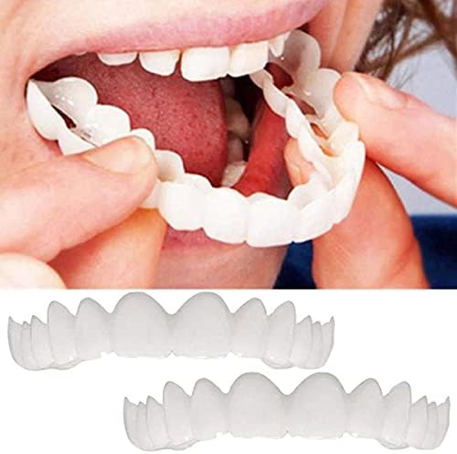 The Latest Denture Veneer is Used for Temporary Tooth Restoration, which is Comfortable and Simple. Four Universal Cosmetic dentures for Men and Women
