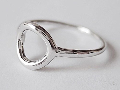 SOVATS Small Open Circle Ring for Women 925 Sterling Silver Rhodium Plated - Simple, Stylish &Trendy Nickel Free Ring, Size 8