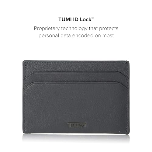 TUMI - Nassau Money Clip Card Case Leather Wallet for Men - Money Clip and 2 Card Pockets - Slim Profile - Textured Grey