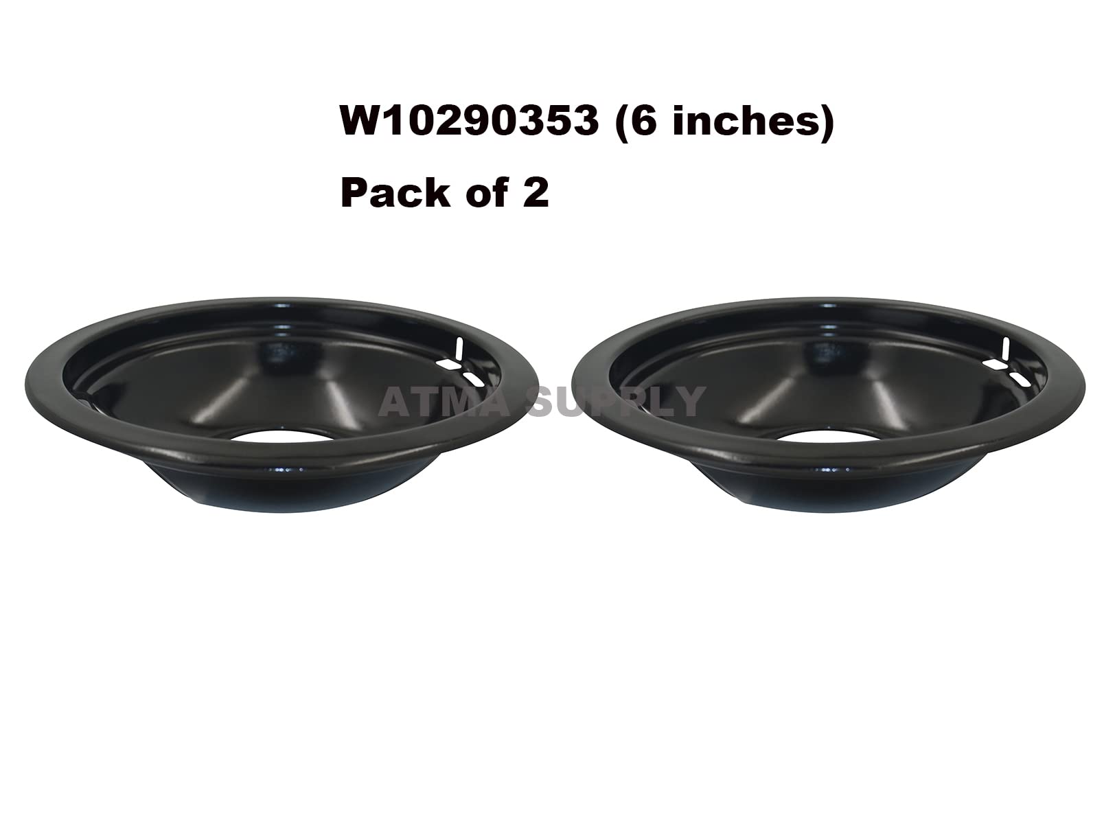 W10290350 and W10290353 Range Cooktop Porcelain Drip Pans Set Compatible with Whirlpool Includes 2 8-Inch and 2 6-Inch Pans,4pack, Black