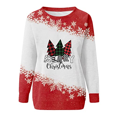 Women Cute Christmas 3D Print Sweatshirt Autumn and Winter Round Neck Tops Fashion Long Sleeve Pullover