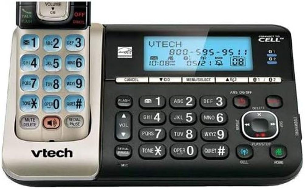 VTech DS6752-4 4 Handset Connect to Cell Answering System with Dual Caller ID/Call Waiting, Digital Answering System and Caller ID, Expandable up to 5 Handsets, Wall-Mountable, Silver/Black