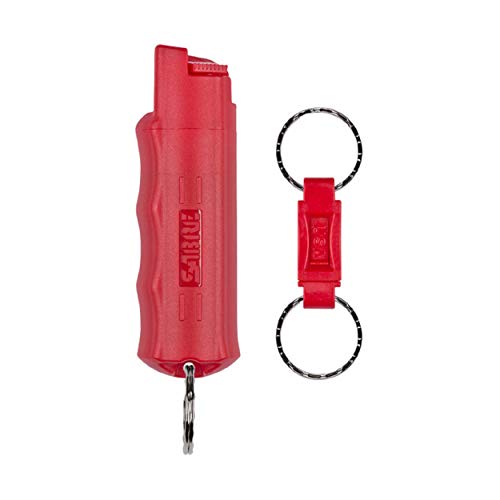 SABRE ADVANCED Pepper Spray Keychain with Quick Release â 3-in-1 Pepper Spray, CS Tear Gas & UV Dye â Maximum Strength Police OC Spray, Finger Grip for Better Aim â Optional Practice Spray