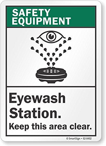 SmartSign âSafety Equipment - Eyewash Station, Keep This Area Clearâ Sign | 7" x 10" Aluminum