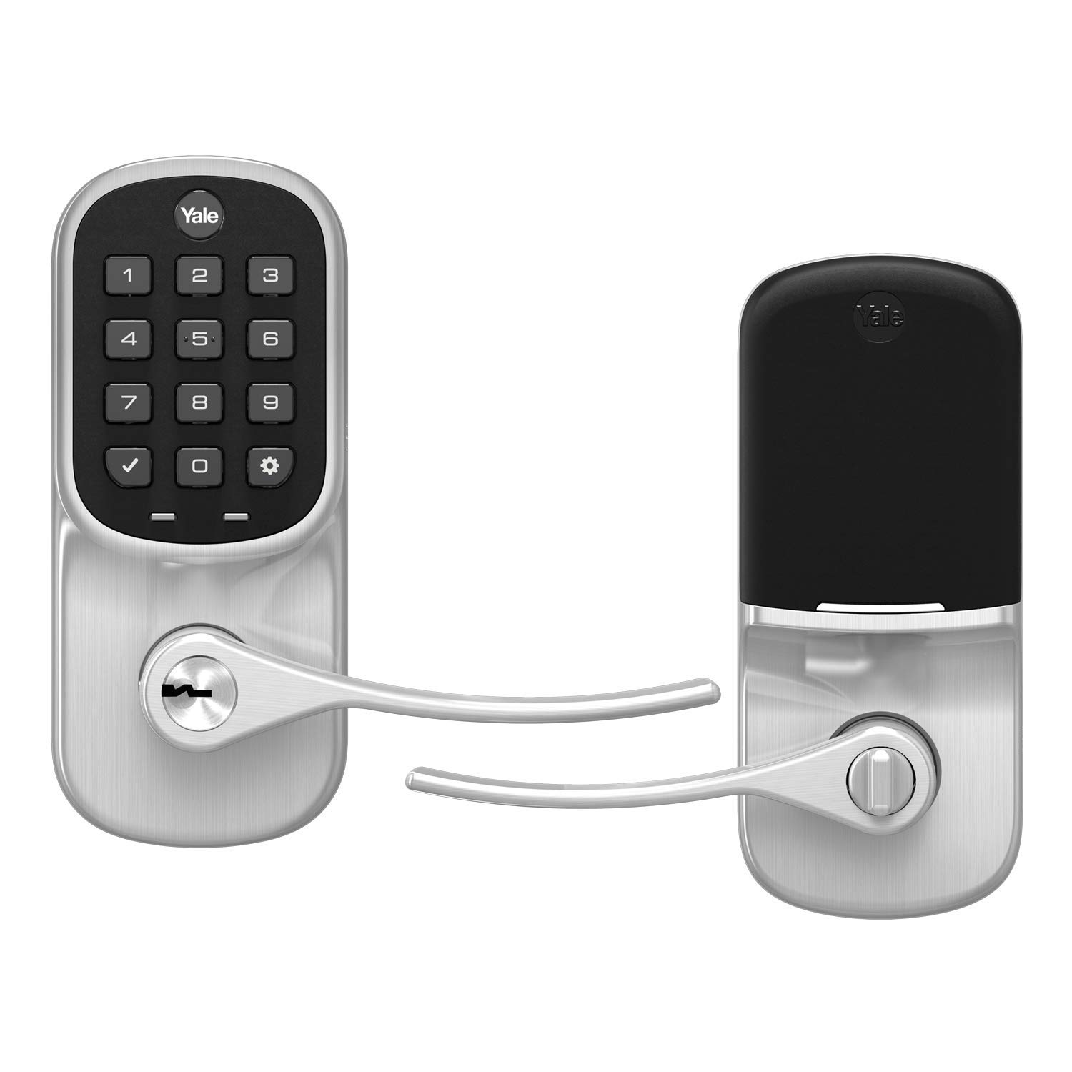 Yale Assure Lever - Smart Touchscreen Lever with Z-Wave Plus - Works with Ring Alarm, Samsung SmartThings, Wink and More (Hub Required, Sold Separately) - Satin Nickel