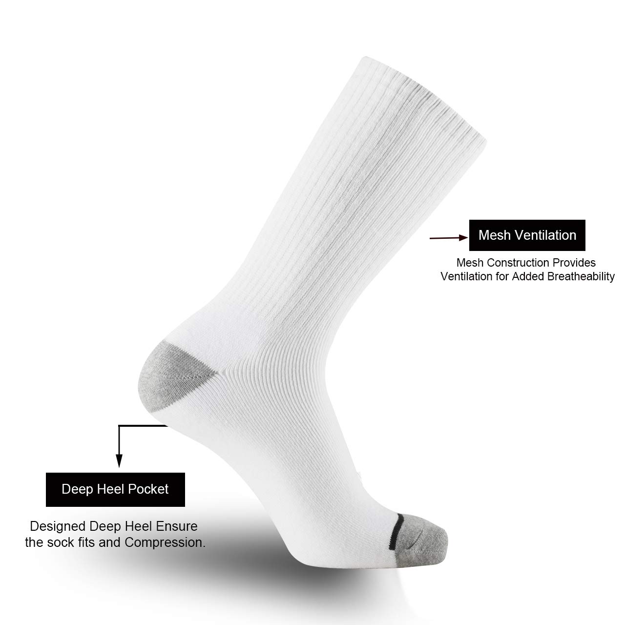 Vanksox Men's Cotton Moisture Wicking Extra Heavy Cushion Athletics Working Crew Socks(White 10P)