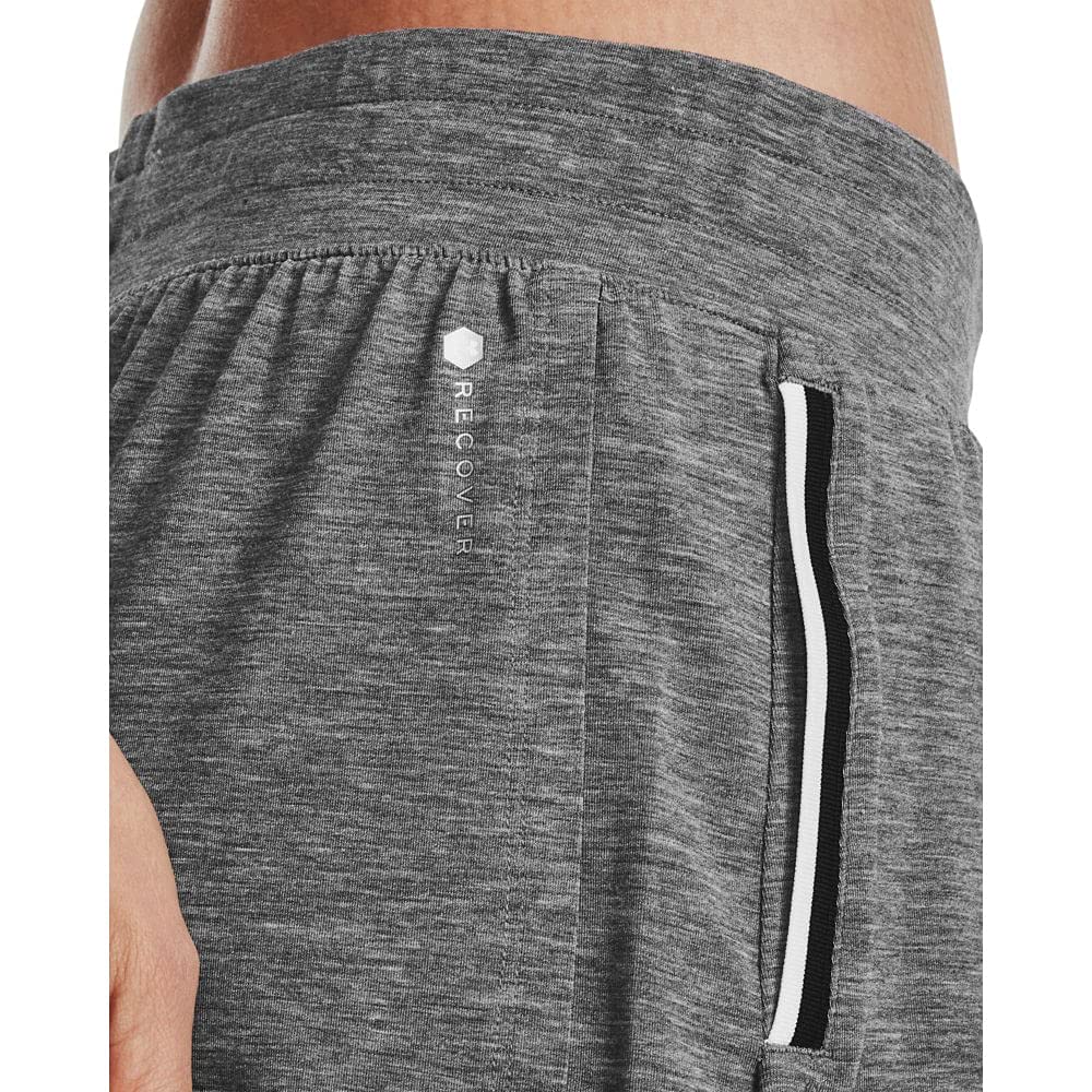 Under Armour Recover Sleep Shorts, Black Fade Heather (001)/Metallic Silver, Small