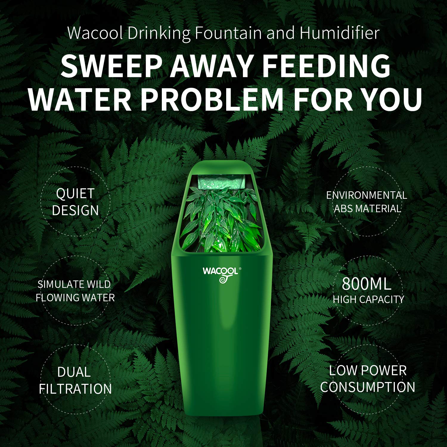 WACOOL Automatic Reptile Dripper, Reptile Drinking Fountain Water Dispenser for Chameleon Iguana Crested Gecko Lizard Amphibians