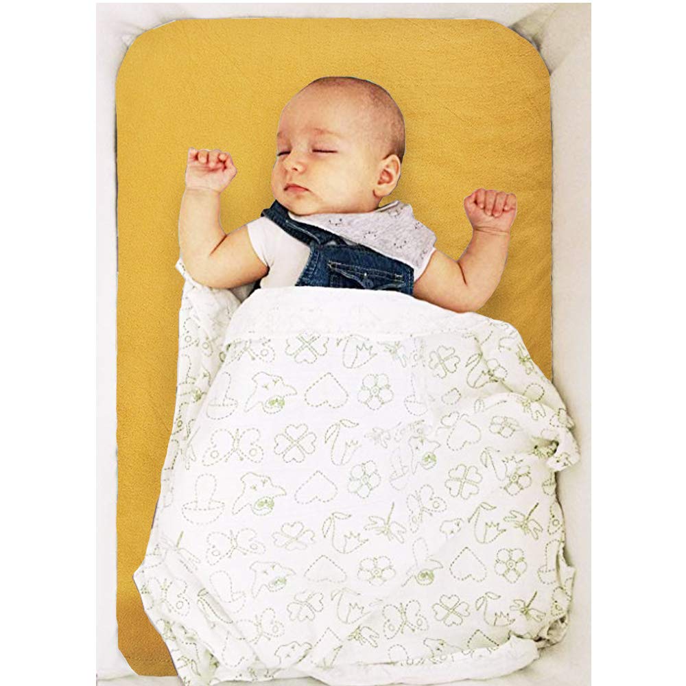 TANOFAR Linen Changing Table Pad Cover Baby Changing Pad Cover Yellow Changing Table Cover, Diaper Changing Pad Cover for Boy or Girl