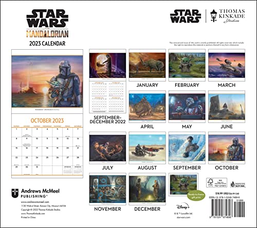 THE MANDALORIAN by Thomas Kinkade Studios 2023 Deluxe Wall Calendar with Print