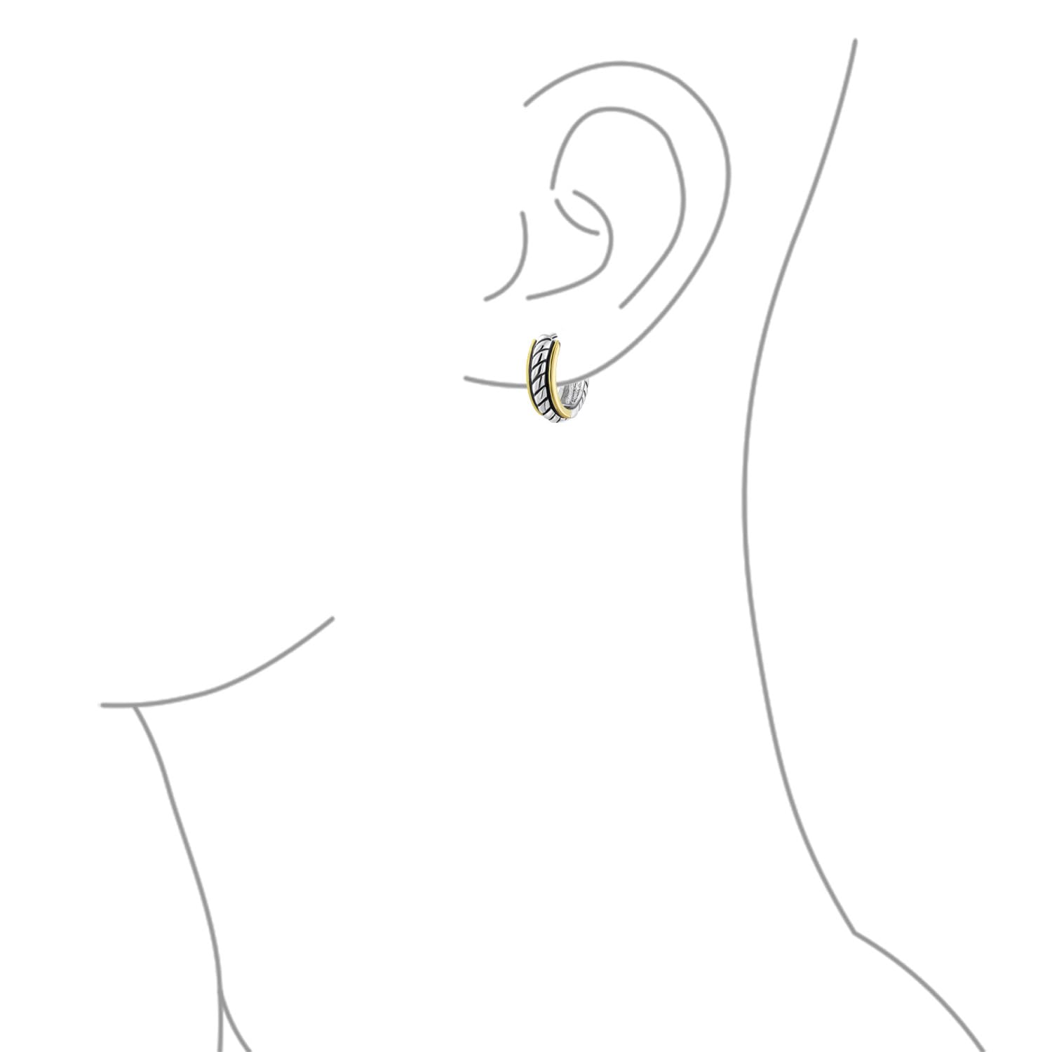 Two Tone Twist Cable Rope Kpop Huggie Hoop Earrings For Women For Men Hinge Gold Silver Plated Brass