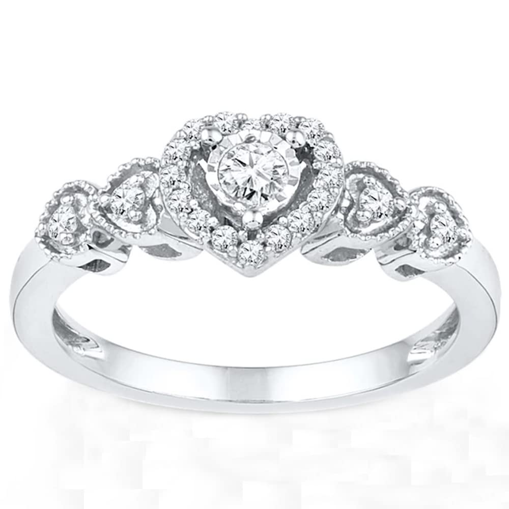 Tusakha 1.9 ct Round-cut White Diamond 14K White Gold Over Sterling Silver Valentine Promise Ring (9)