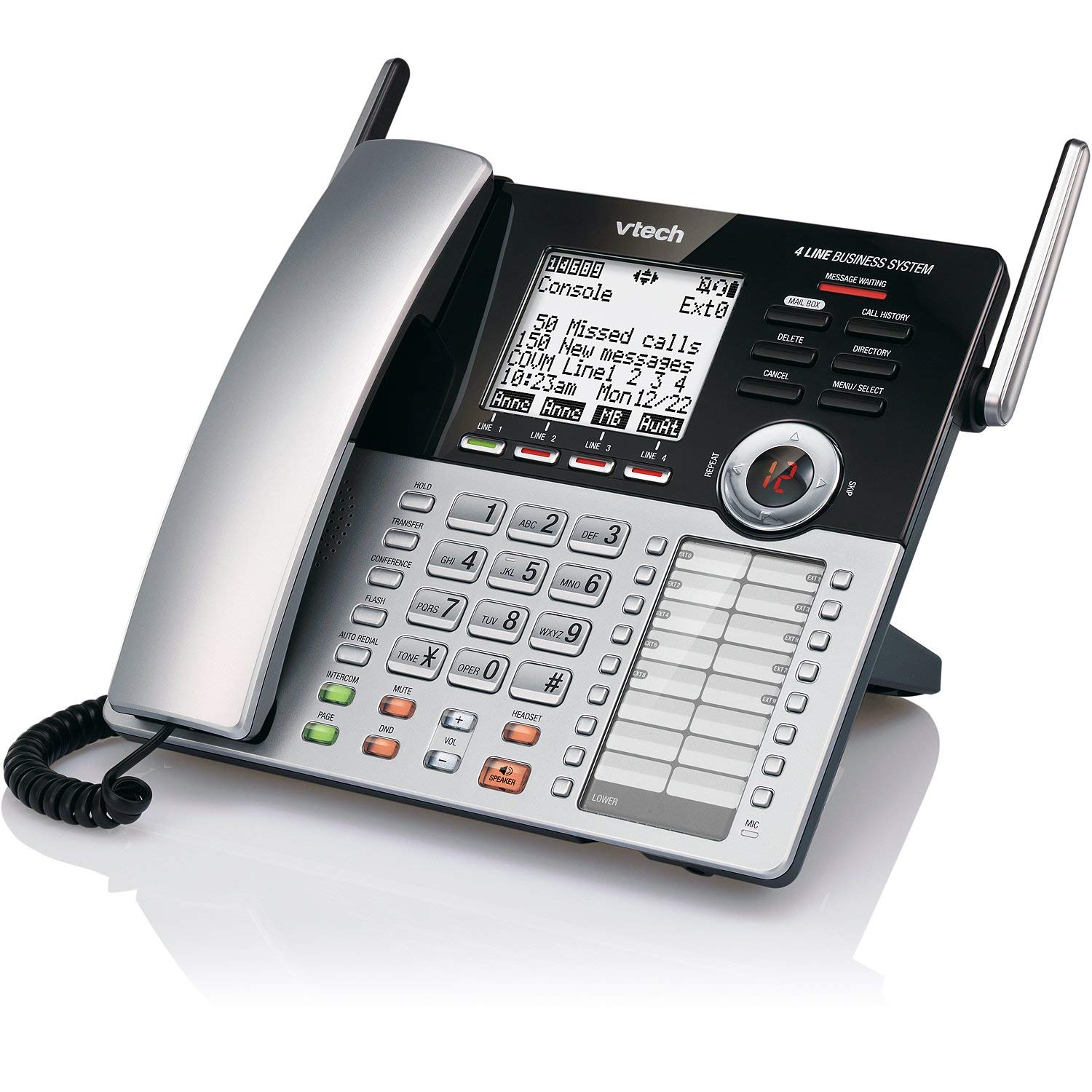 VTech CM18445 Main Console - DECT 6.0 4-Line Expandable Small Business Office Landline Phones with Answering Machine System, Desk Phone, Corded Telephone for Home and Office (Renewed)