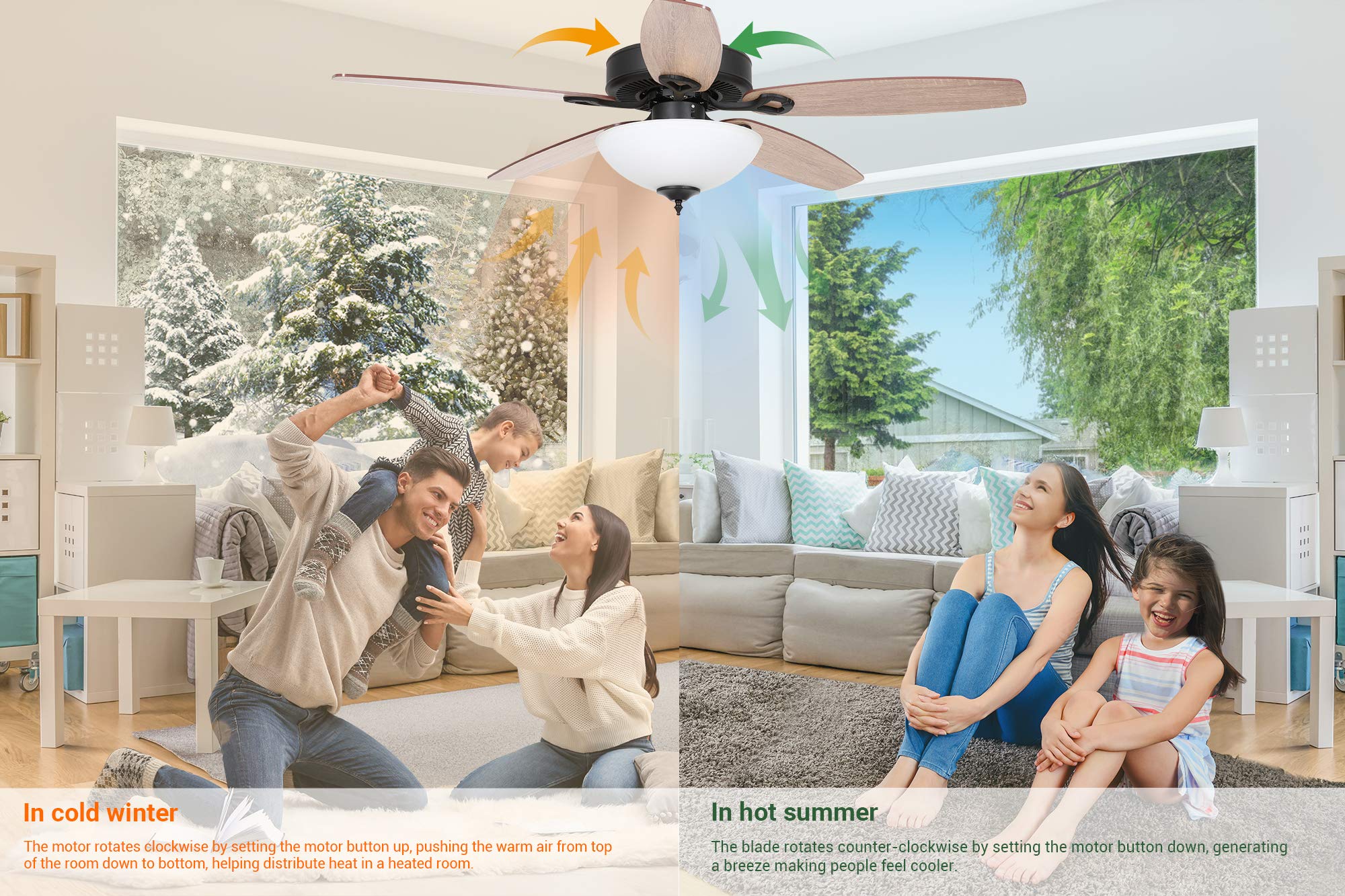 SOLTRONICS Ceiling Fan 52 inch with Light and Remote LED Ceiling Fan with Dimmable Bulb Reversible Walnut/Sand Oak Blade Indoor Use, Brushed Nickel