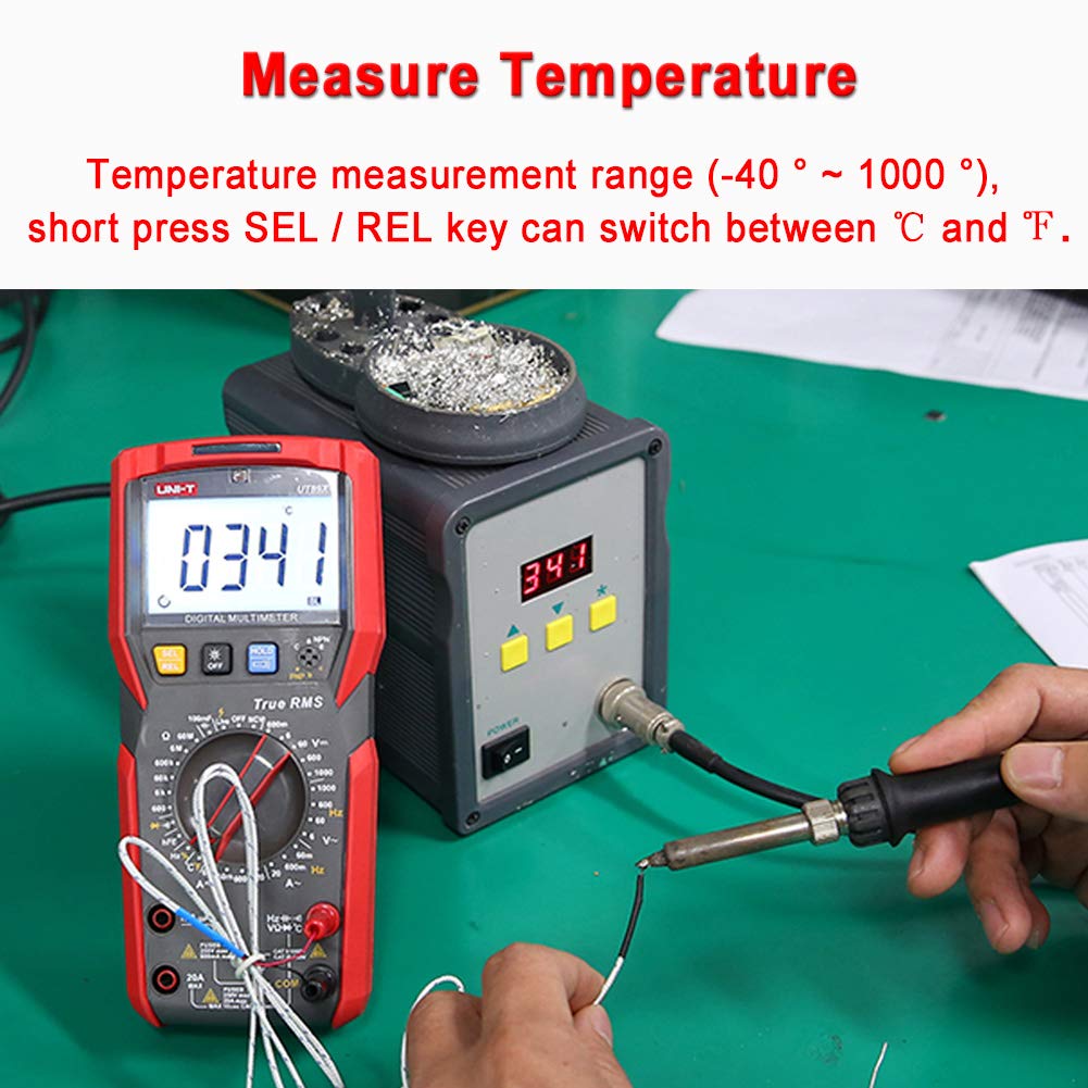 UNI-T UT89X Digital Multimeter,TRMS 6000 Counts Volt Meter Manual Ranging,Measures AC/DC Voltage Tester,Resistance,Capacitance,Diode,NCV,Temperature,LED Test (UT89X)
