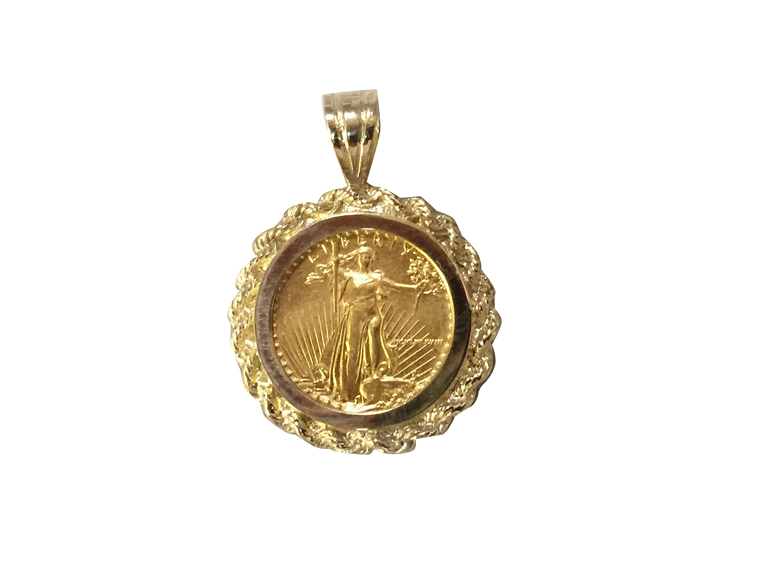 TEX 14k Tri-Color Gold Pendant, 1/4oz US Lady Liberty Coin, Approx 14g