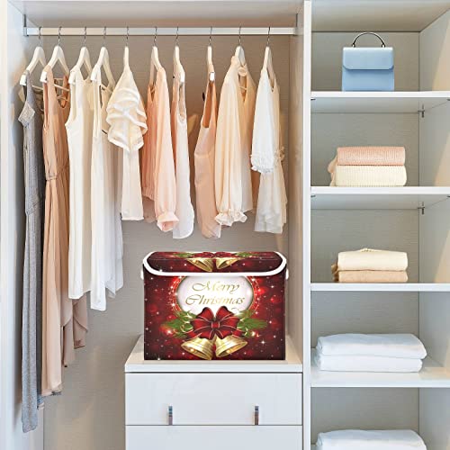 xigua Merry Christmas Storage Bins with Lids Foldable Large Cube Storage Boxes with Handles for Home Bedroom Closet Office (16.5x12.6x11.8 in)#46