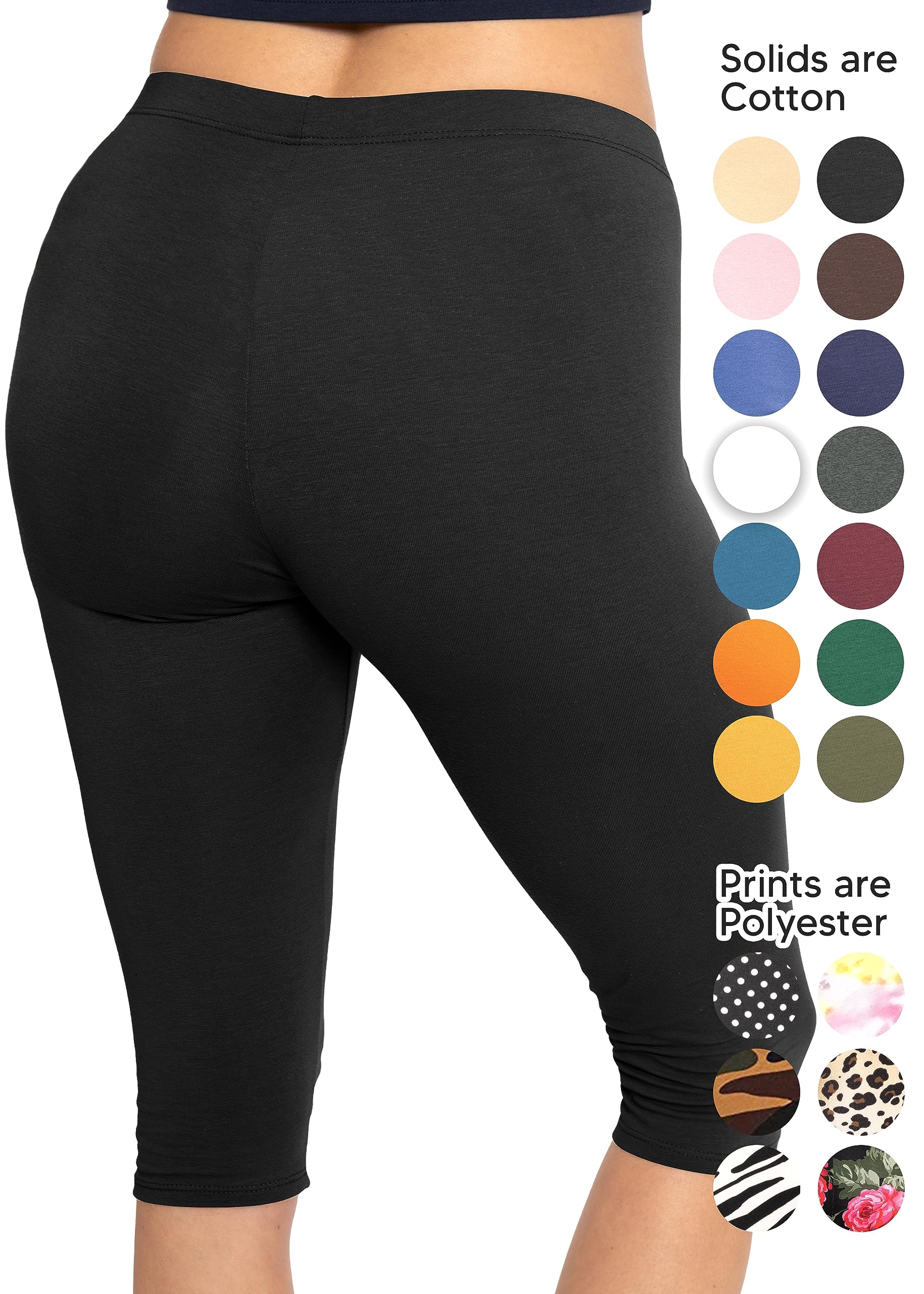 STRETCH IS COMFORT Women's Knee Length Leggings Black X-Large