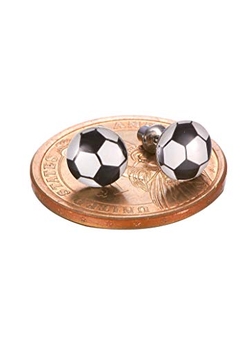 Surgical Steel Hypoallergenic Stud Earrings, Soccer Earrings with Secure Safety Screwback