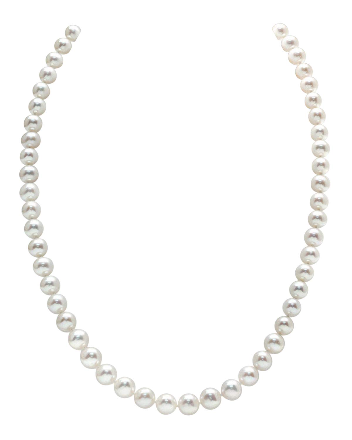 The Pearl Source 14K Gold 5.0-5.5mm AAAA Quality White Freshwater Cultured Pearl Necklace for Women in 17" Princess Length