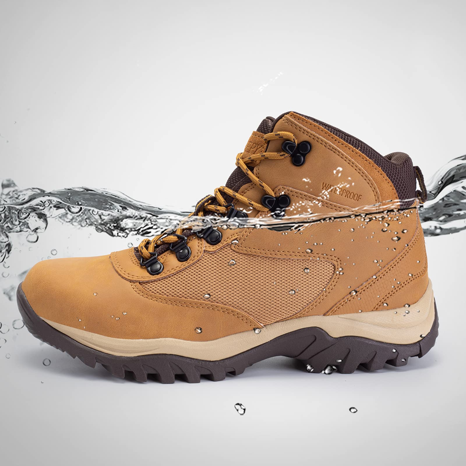ZASEPY Men's Waterproof Hiking Boots Lightweight Non-Slip Outdoor Shoes Mid Top Ankle Arch Support Hiker Backpacking Trekking Work Boot