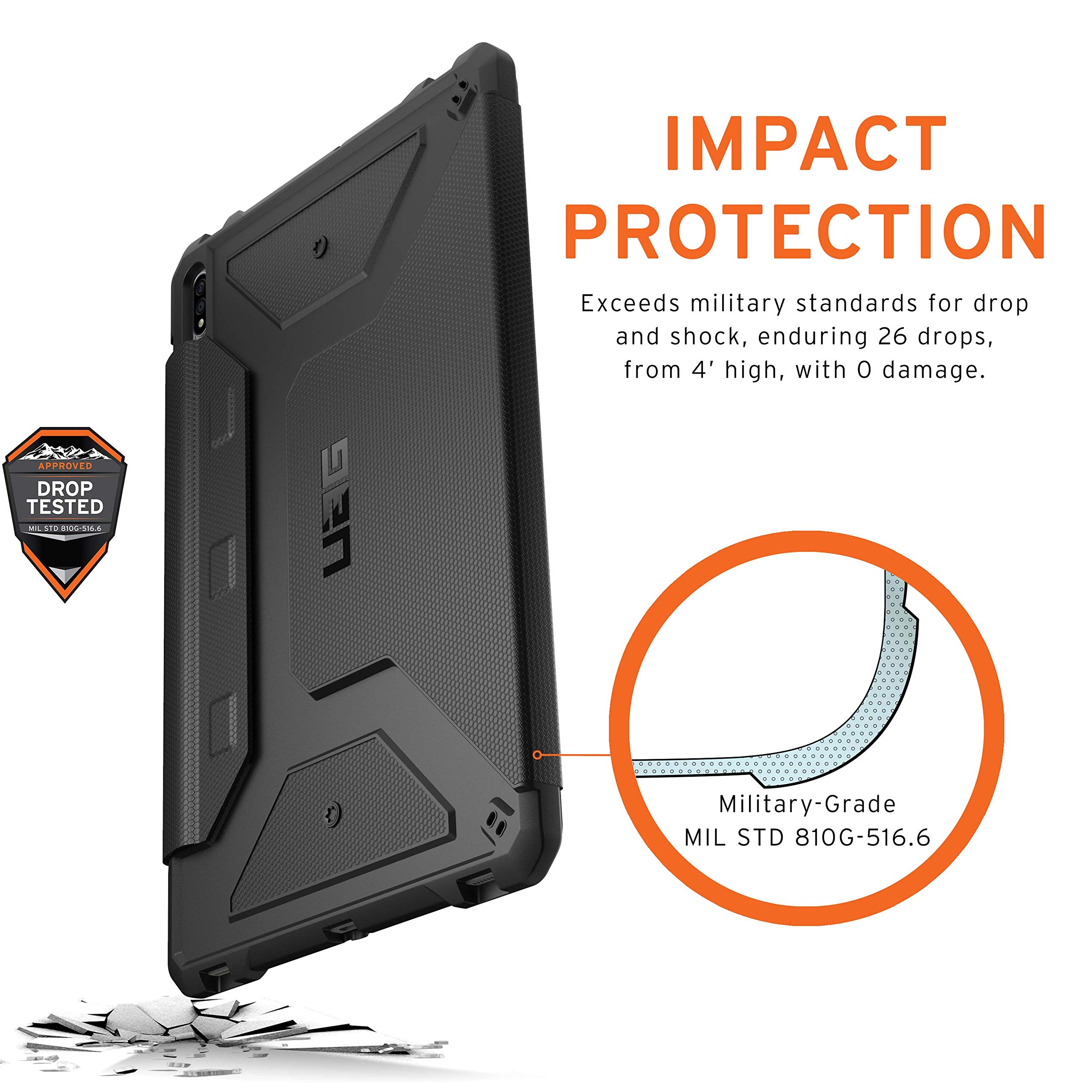 URBAN ARMOR GEAR UAG Designed for Samsung Galaxy Tab S7 Case, 11-inch, Metropolis Folio Slim Heavy-Duty Tough Multi-Viewing Angles Stand Military Drop Tested Rugged Protective Cover, Black
