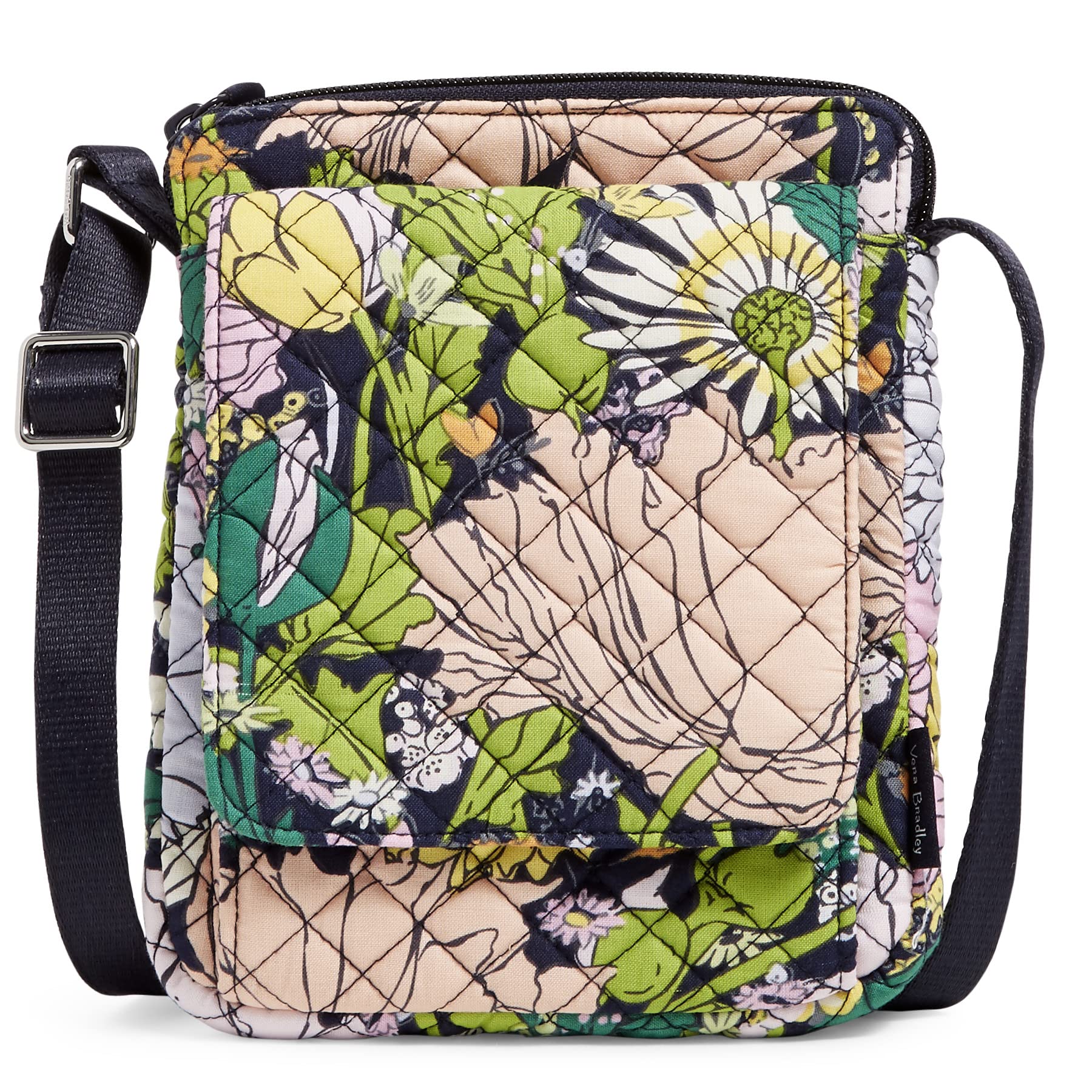 Vera Bradley Women's Cotton Mini Hipster Crossbody Purse With RFID Protection, Black Bandana Medallion, One Size